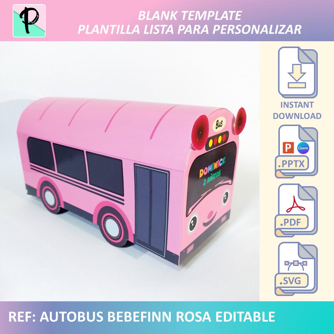 Pink Bus Bebefinn Hogi Pinkfong Papercraft, Colored Buses, Editable ...