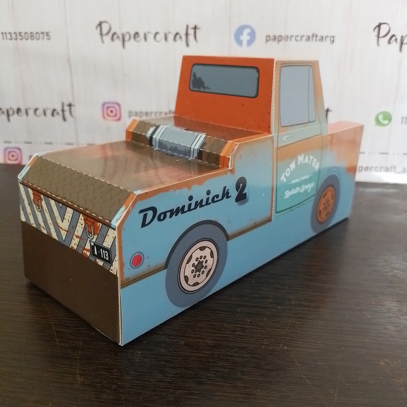 Papercraft Tow Mater, Favor Box Mater, Cumpleaños de Cars, Souvenirs ...