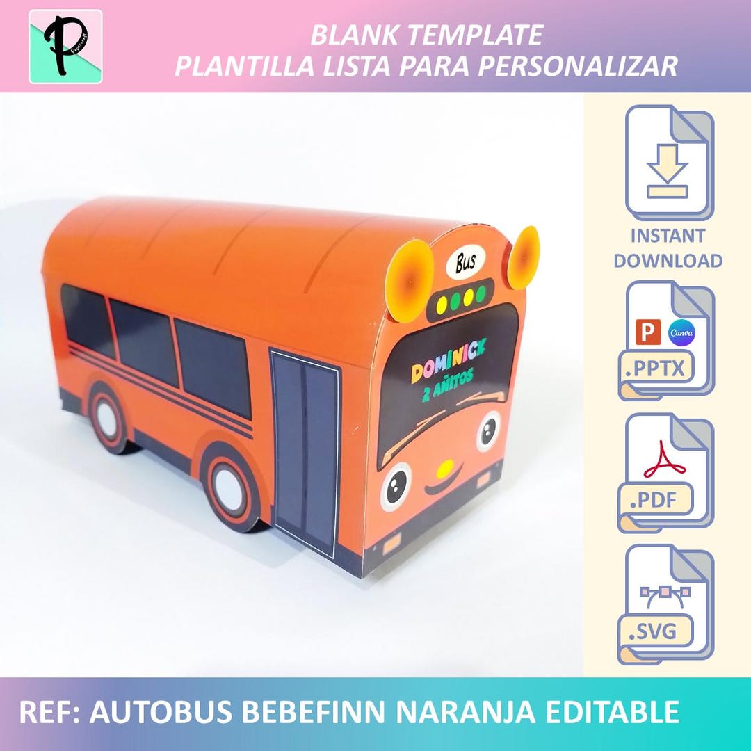 Orange Bus Bebefinn Hogi Pinkfong Papercraft, Colored Buses, Editable ...