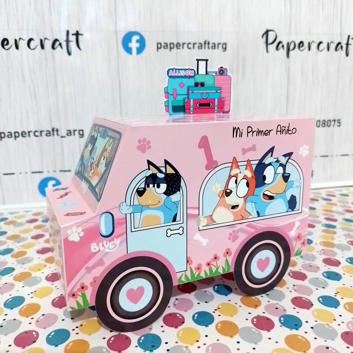 Minibus Bluey Papercraft NUEVO MODELO ROSA 2024, Favor Box Bluey ...