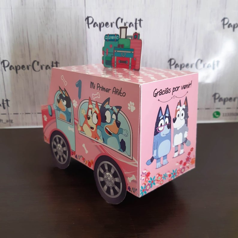 Minibus Bluey Papercraft, Favor Box Bluey, Colectivo Bluey, Caja Para ...