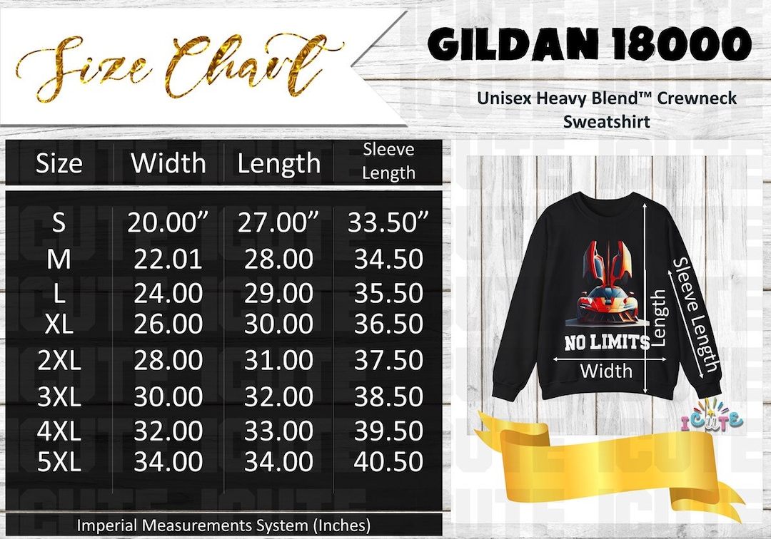 Imperial and Metric Size Chart GILDAN 18000 Sistema De Medidas Imperial ...