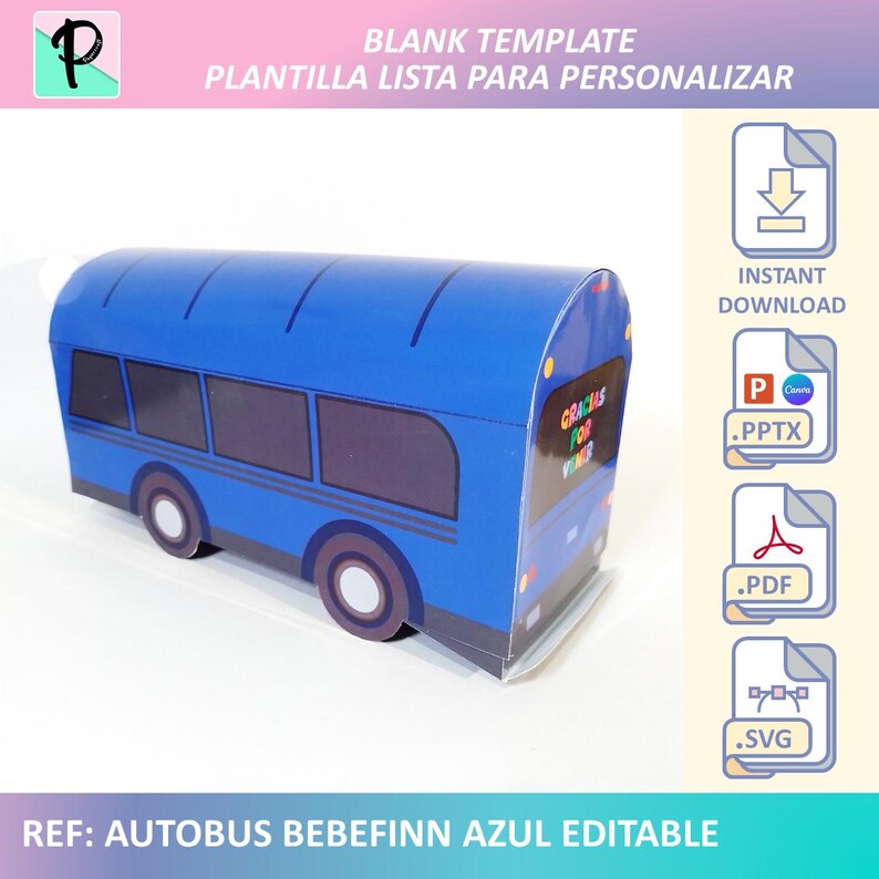 Blue Bus Bebefinn Hogi Pinkfong Papercraft, Colored Buses, Editable ...