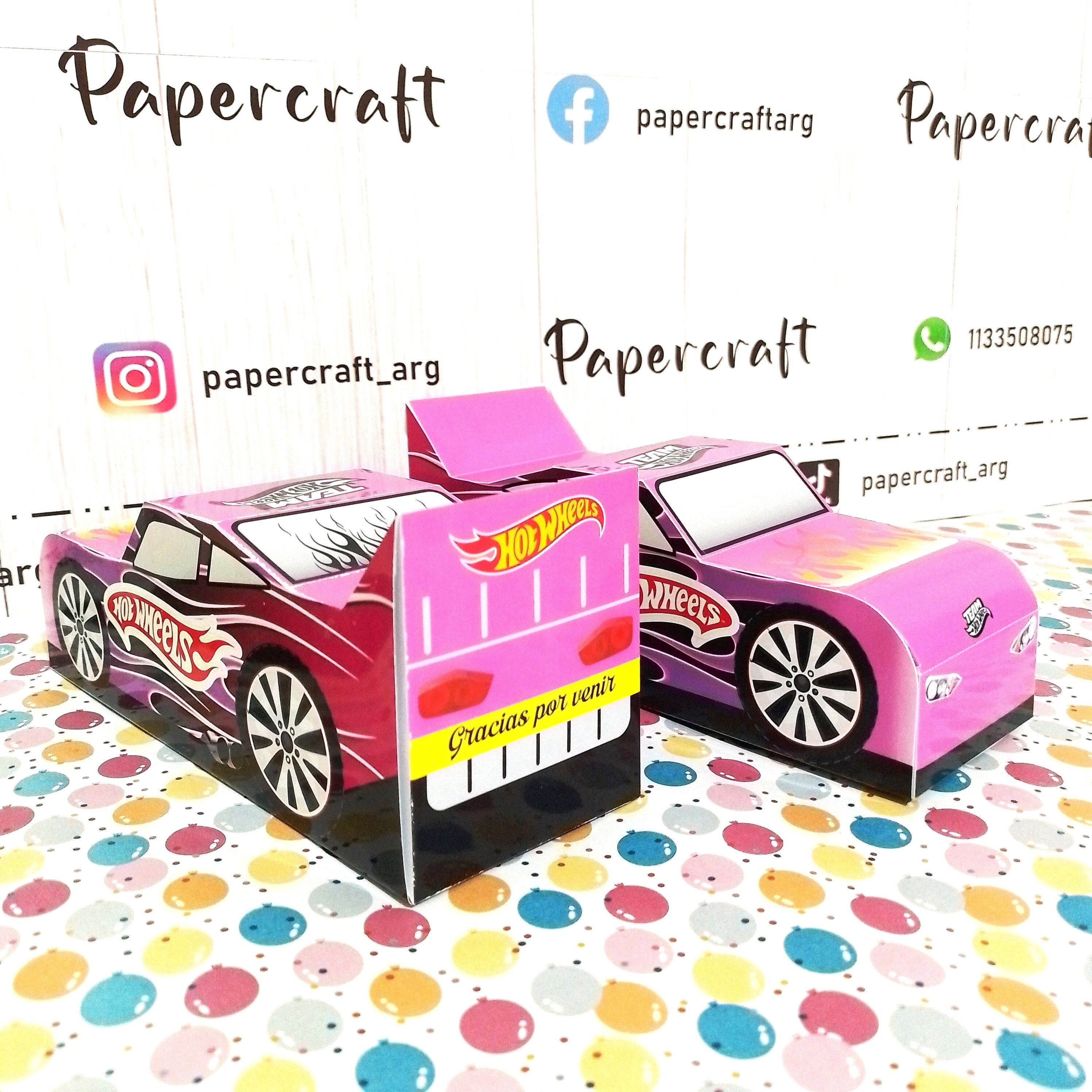 Hot Wheels Favor Box, Magenta Car Papercraft, Editable Text, Digital ...