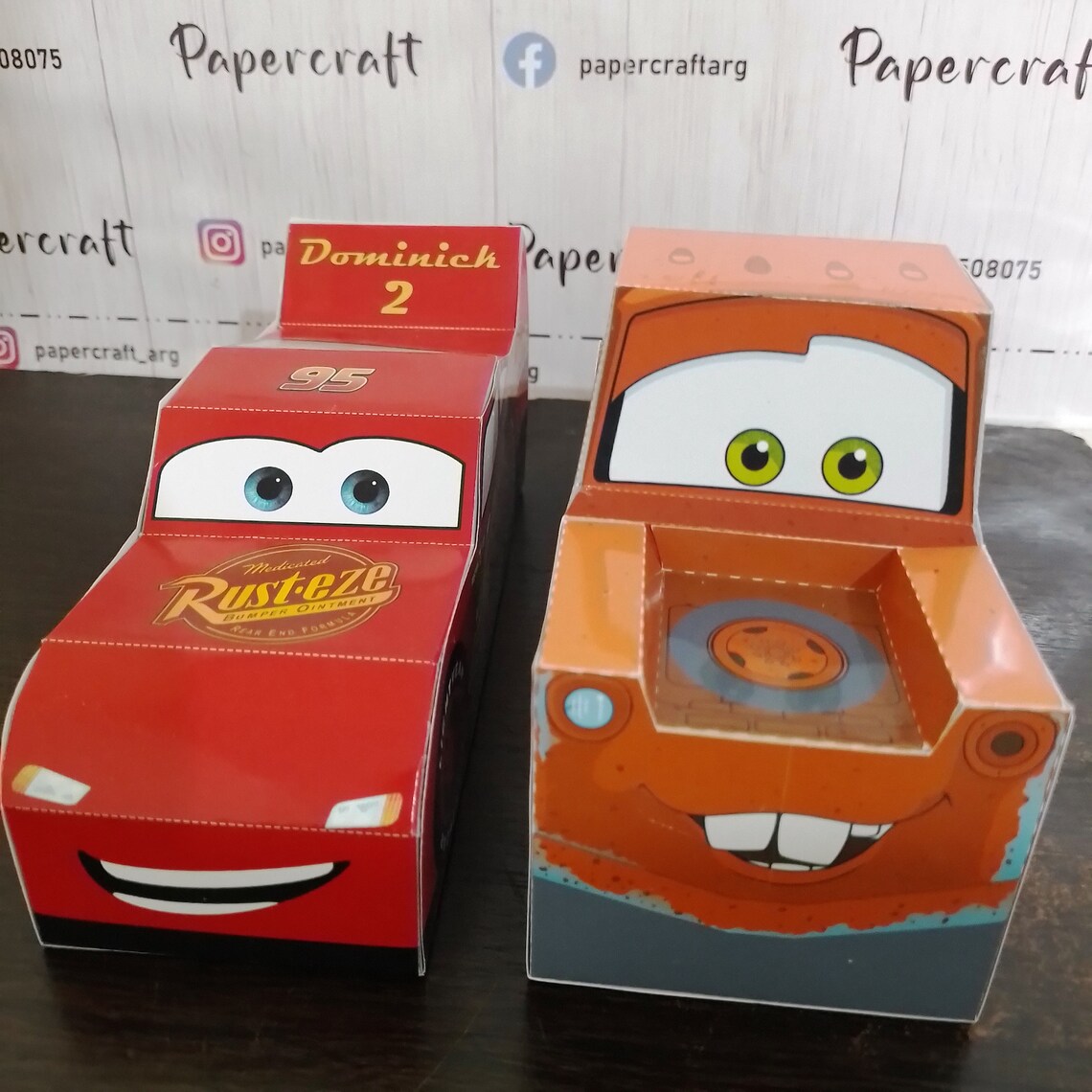 Papercraft Cars y Mate, Rayo Mcqueen y Tow Mater, Favor Box Cars ...