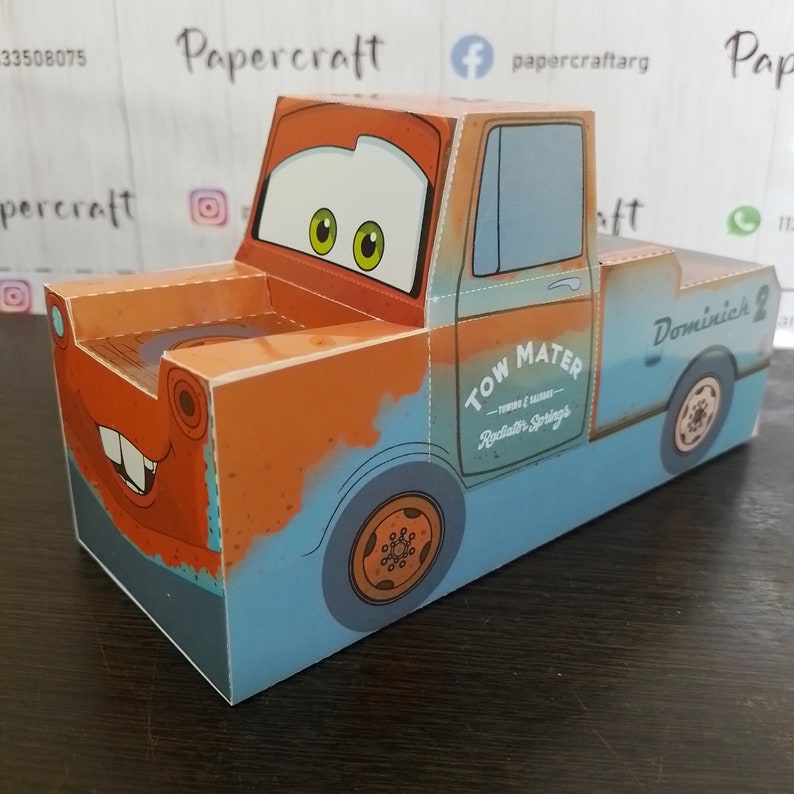 Papercraft Tow Mater, Favor Box Mater, Cumpleaños de Cars, Souvenirs ...