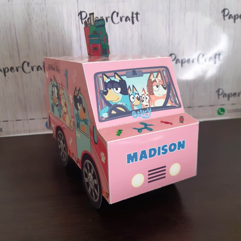 Minibus Bluey Papercraft, Favor Box Bluey, Colectivo Bluey, Caja Para ...