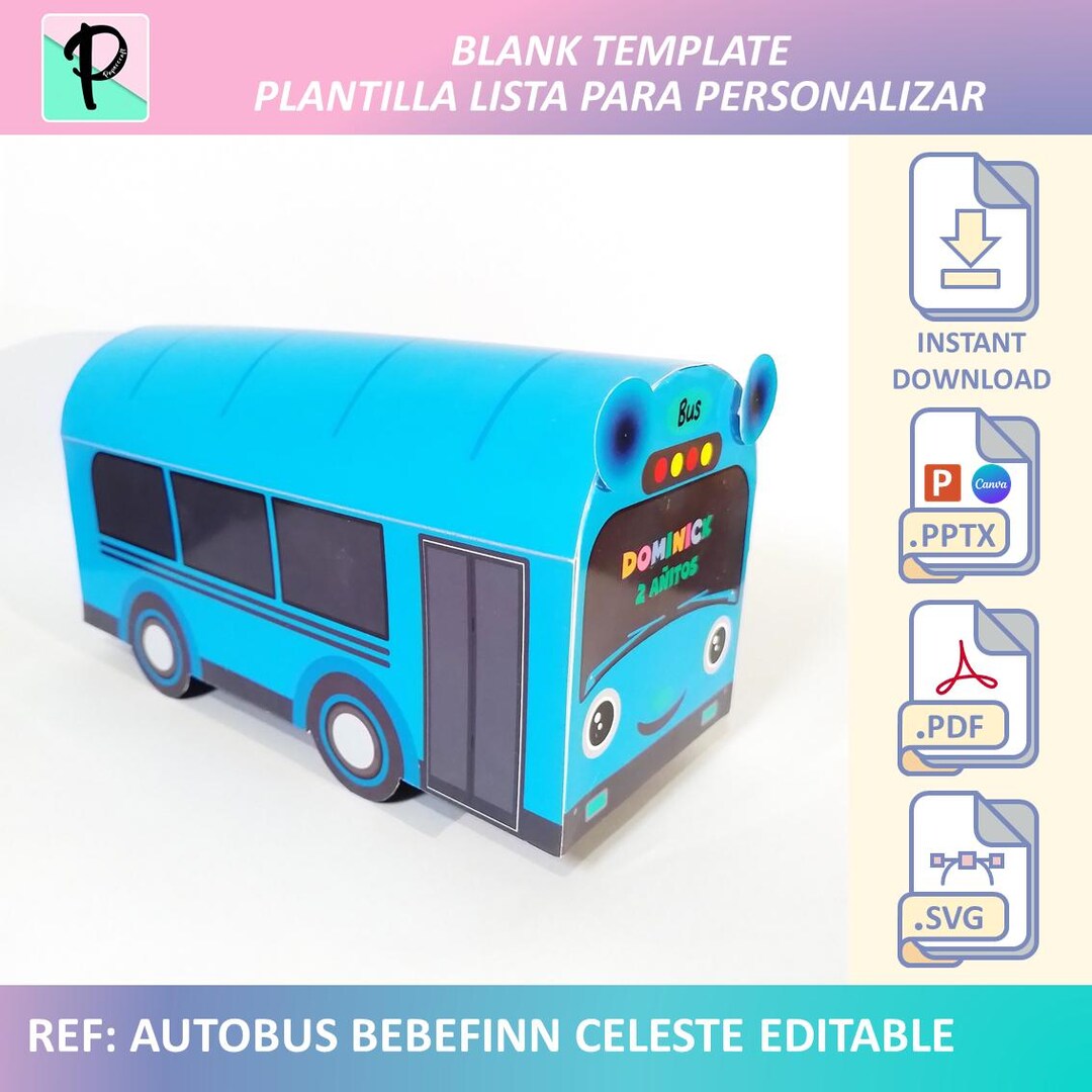 Light Blue Bus Bebefinn Hogi Pinkfong Papercraft, Colored Buses ...