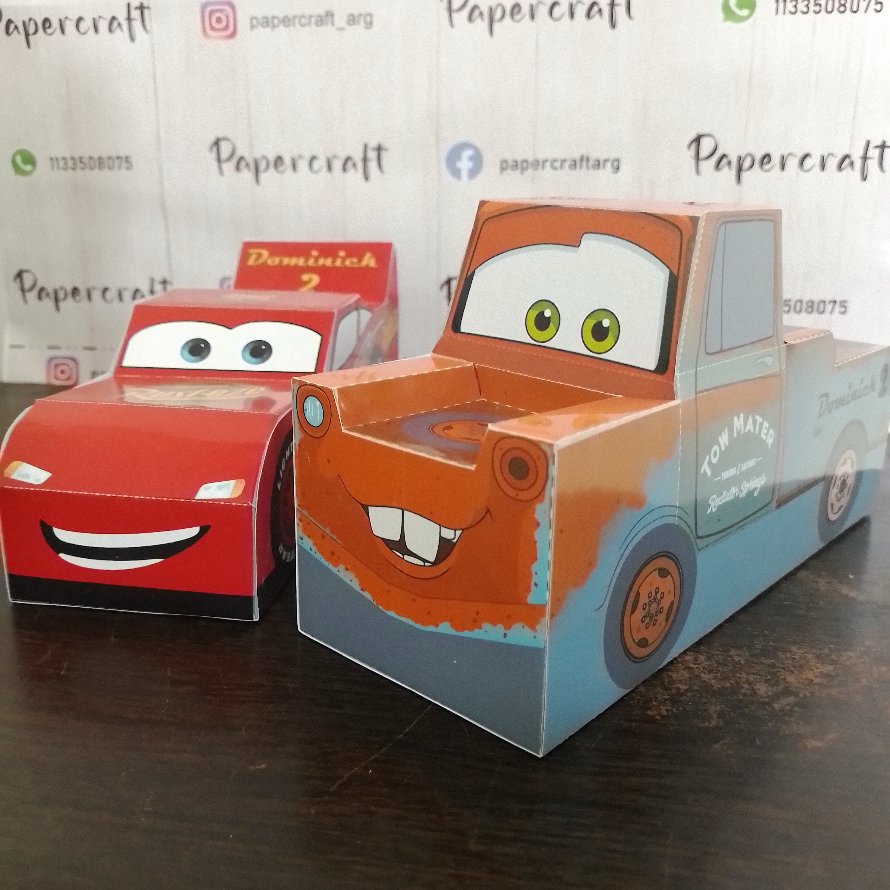 Papercraft Cars y Mate, Rayo Mcqueen y Tow Mater, Favor Box Cars ...