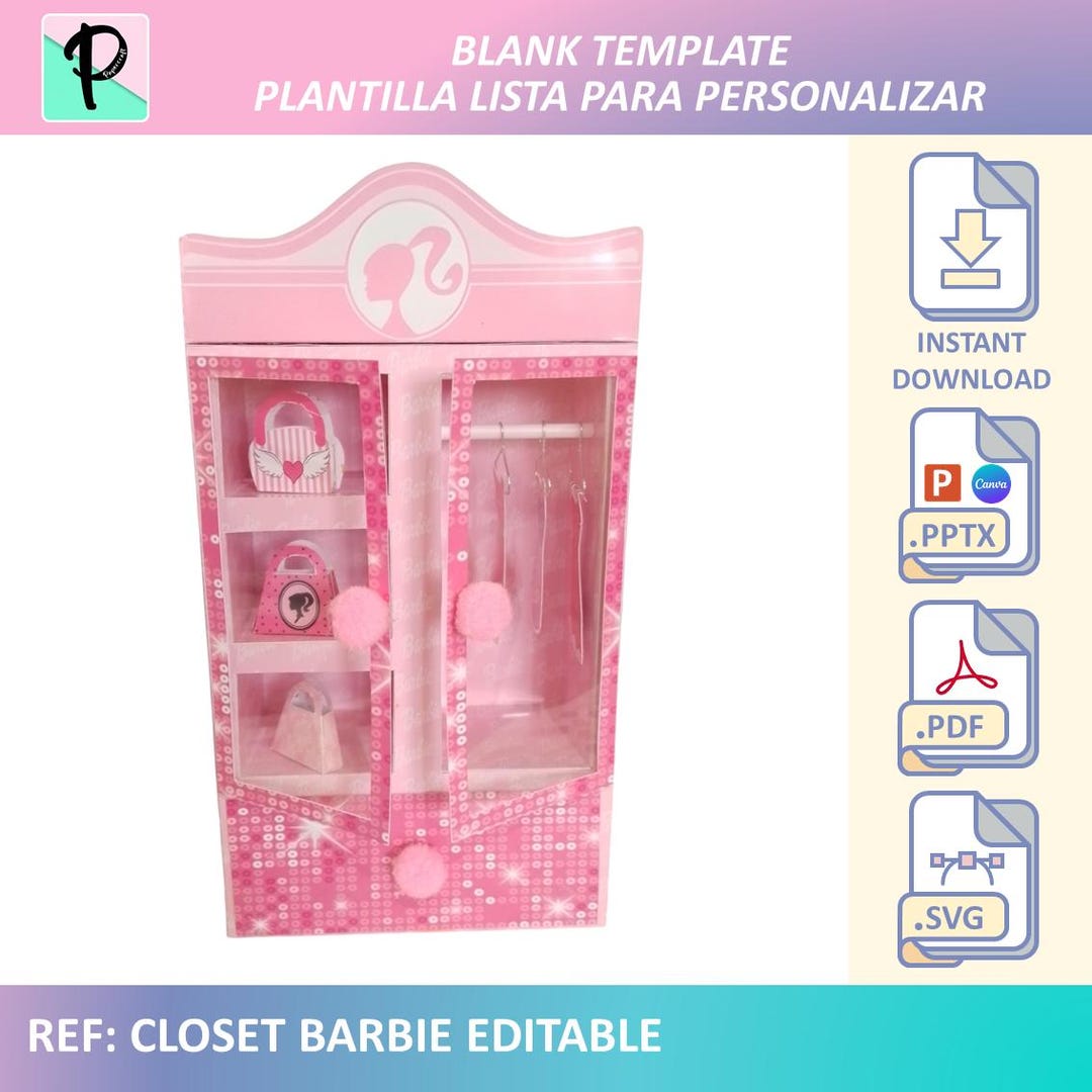 Barbie Pink Closet in Papercraft, Barbie Wardrobe, Barbie Decor for ...