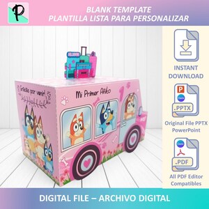 Pink Bluey Minibus, Bluey Gift Box, Bluey Bus Paper Craft, Bluey ...