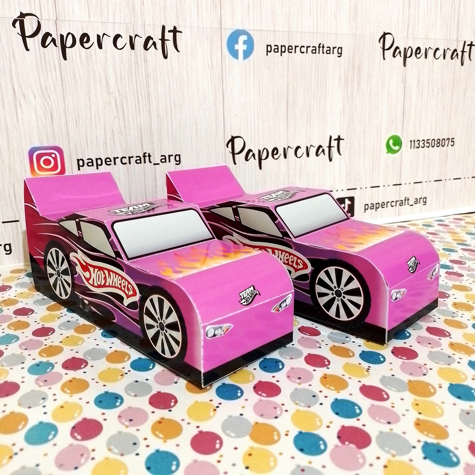 Hot Wheels Favor Box, Magenta Car Papercraft, Editable Text, Digital ...