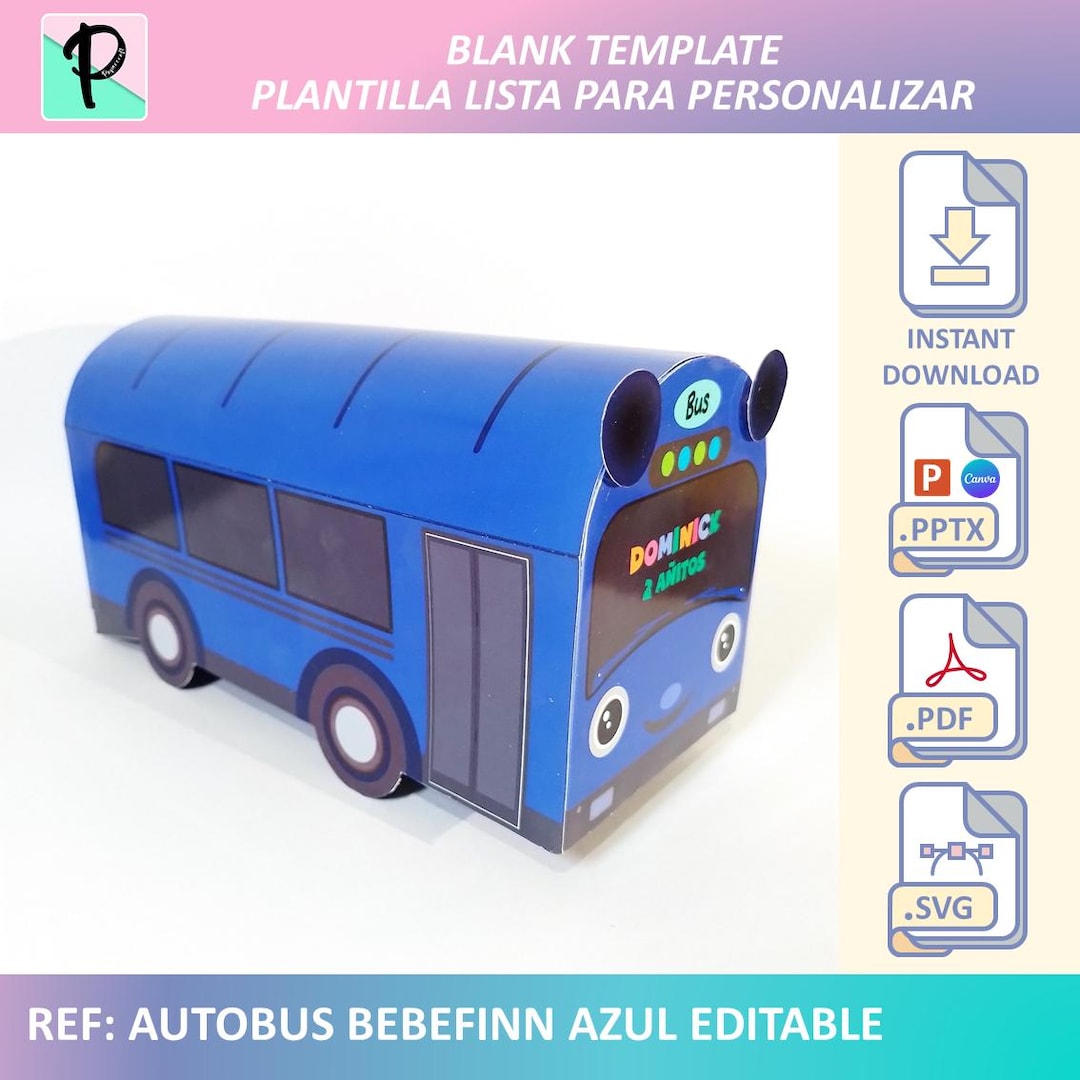 Blue Bus Bebefinn Hogi Pinkfong Papercraft, Colored Buses, Editable ...