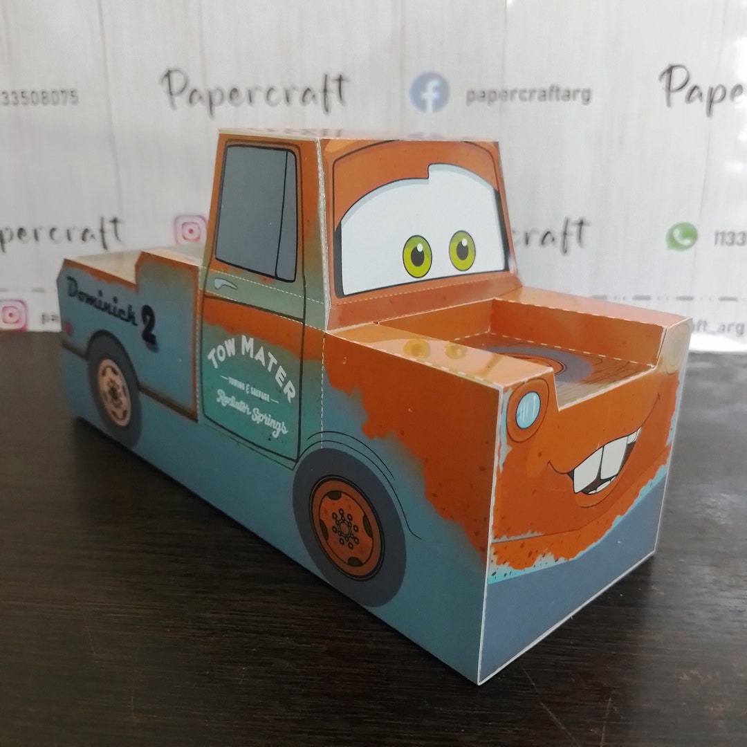 Papercraft Tow Mater, Favor Box Mater, Cumpleaños de Cars, Souvenirs ...