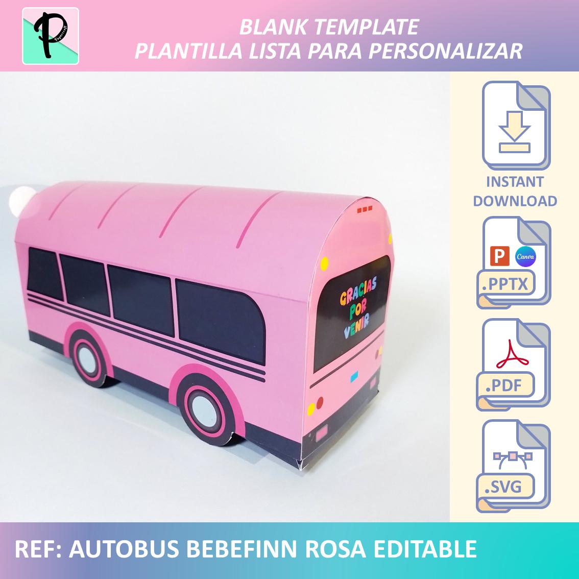 Pink Bus Bebefinn Hogi Pinkfong Papercraft, Colored Buses, Editable ...