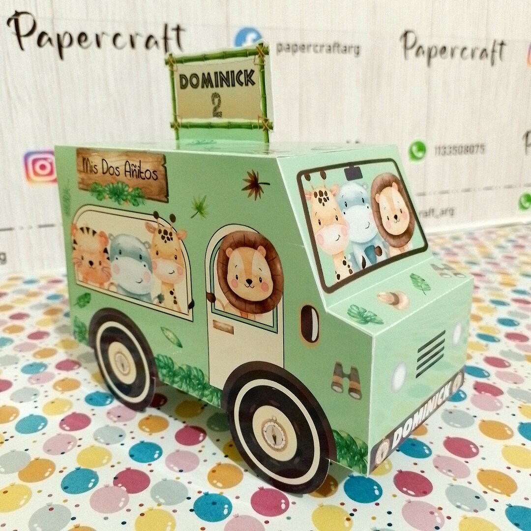 Papercraft Safari Minibus MODEL 2024, Safari Favor Box, Safari ...