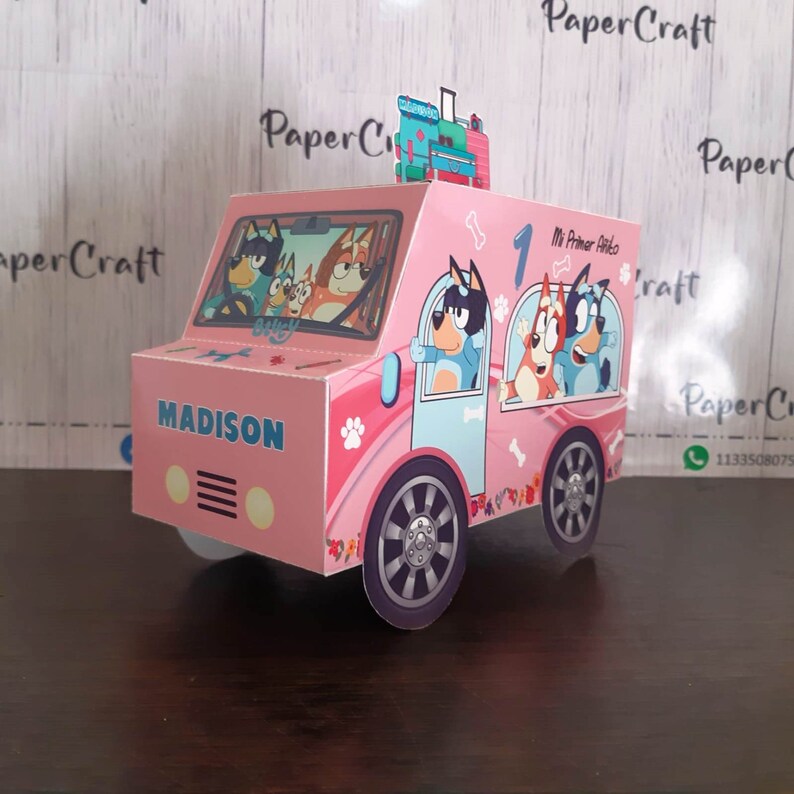 Minibus Bluey Papercraft, Favor Box Bluey, Colectivo Bluey, Caja para ...