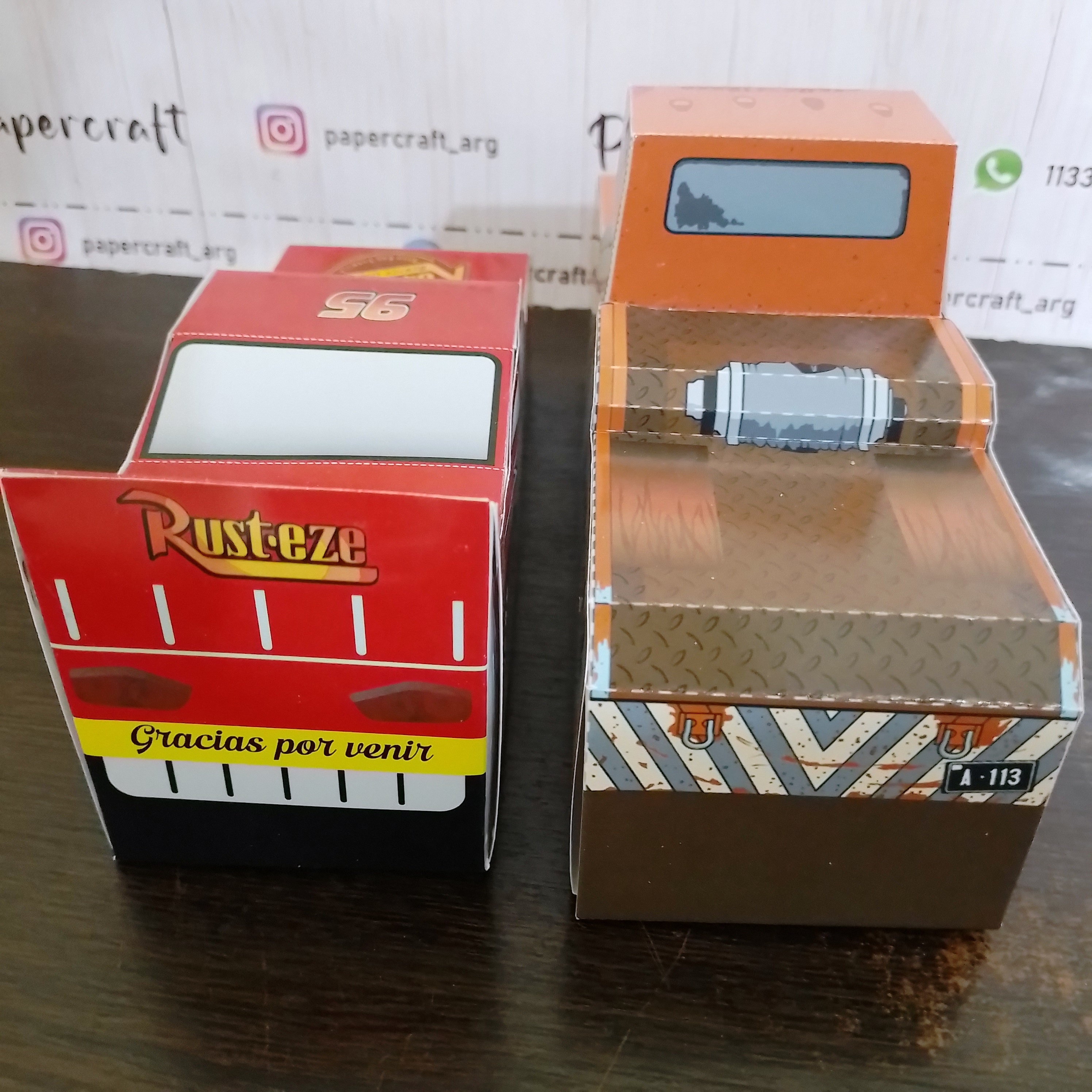 Papercraft Cars y Mate, Rayo Mcqueen y Tow Mater, Favor Box Cars ...