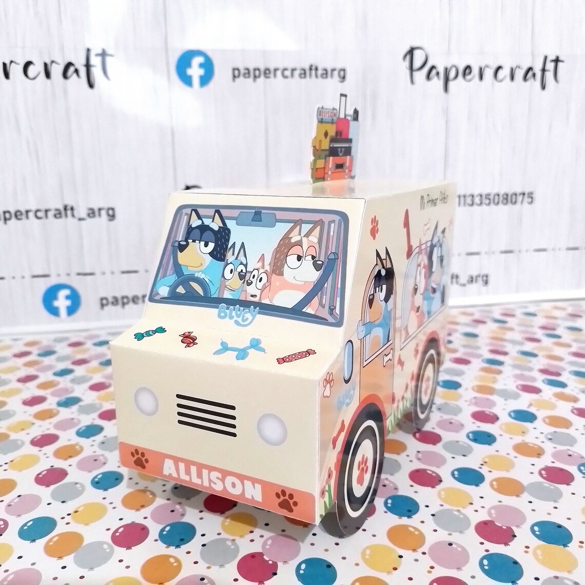 Minibus Bluey Papercraft NUEVO MODELO AMARILLO 2024, Favor Box Bluey ...