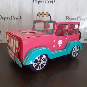 Papercraft Jeep Barbie, Favor Box, Candy Decoration, Editable Text ...