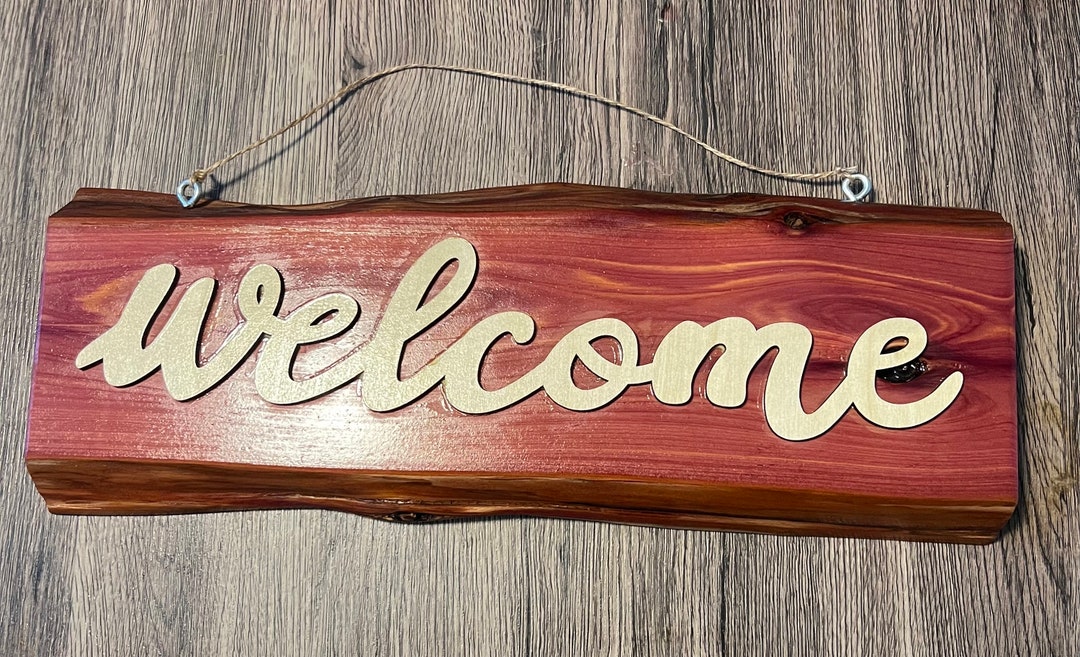 Handmade Cedar Welcome Sign - Etsy