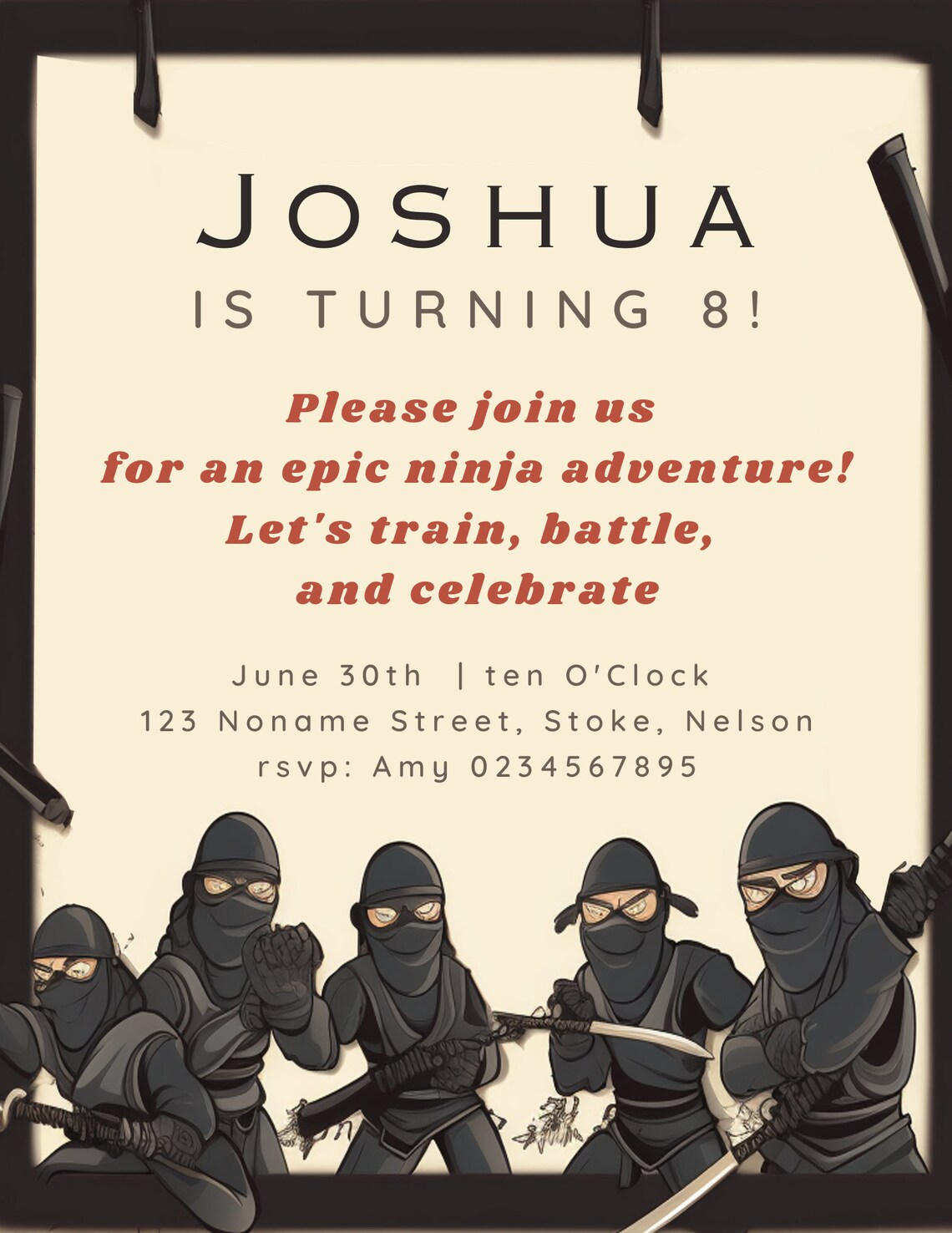 Calling All Ninjas: Create Your Custom Ninja Themed Birthday Invitation ...