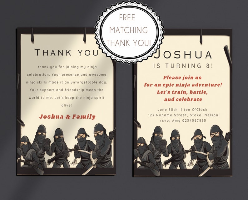 Calling All Ninjas: Create Your Custom Ninja Themed Birthday Invitation ...