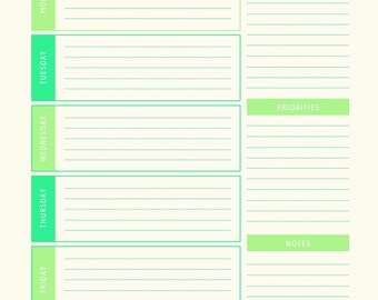 Green Peach Simple Modern Weekly Planner - Etsy