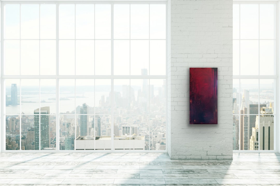 Memory is a Bitumen bichuhmuhn Large Modern Abstract Wall Art in Red ...