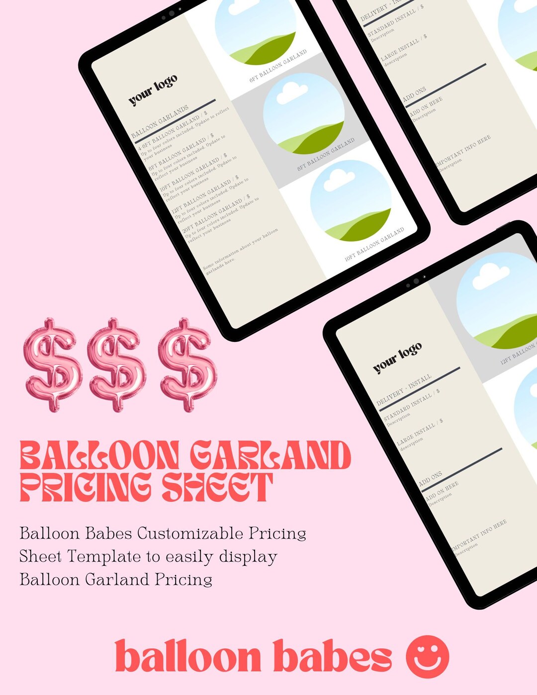 Balloon Garland Pricing Sheet Downloadable Template - Etsy