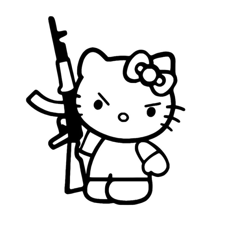 Rifle Hello Kitty Decal/shop Hello Kitty/vinyl Waterproof Stickers/car ...