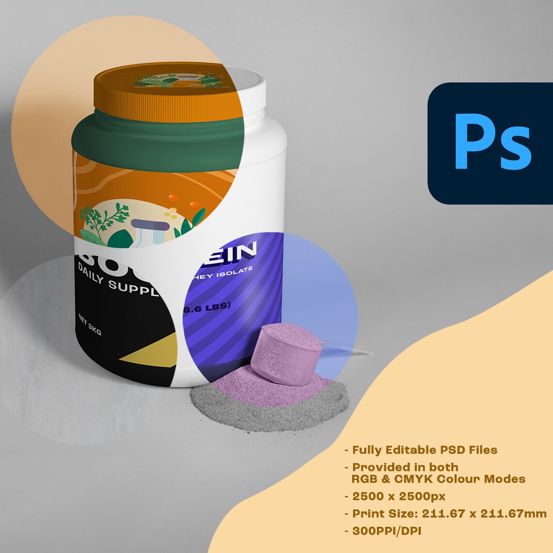 Supplement/ Protein Powder Bottle & Scoop Mockup PSD - Etsy
