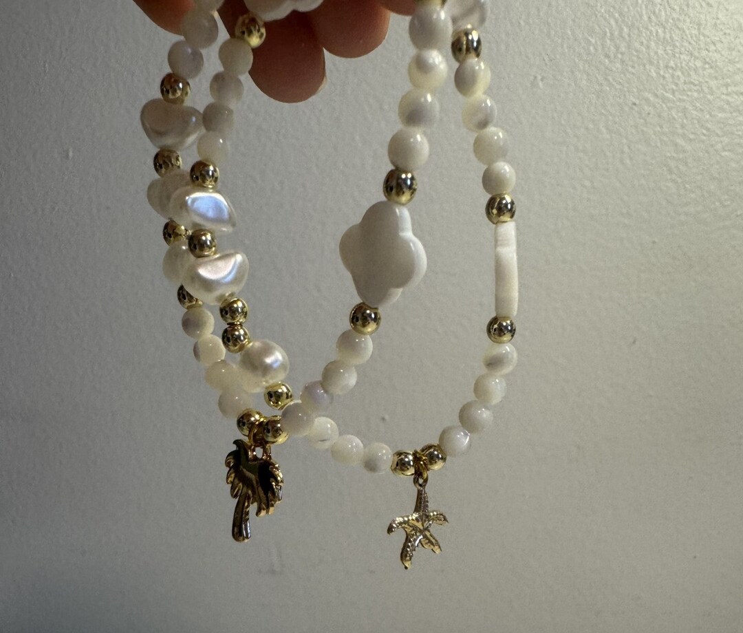 Beaded Shell Bracelet - Etsy