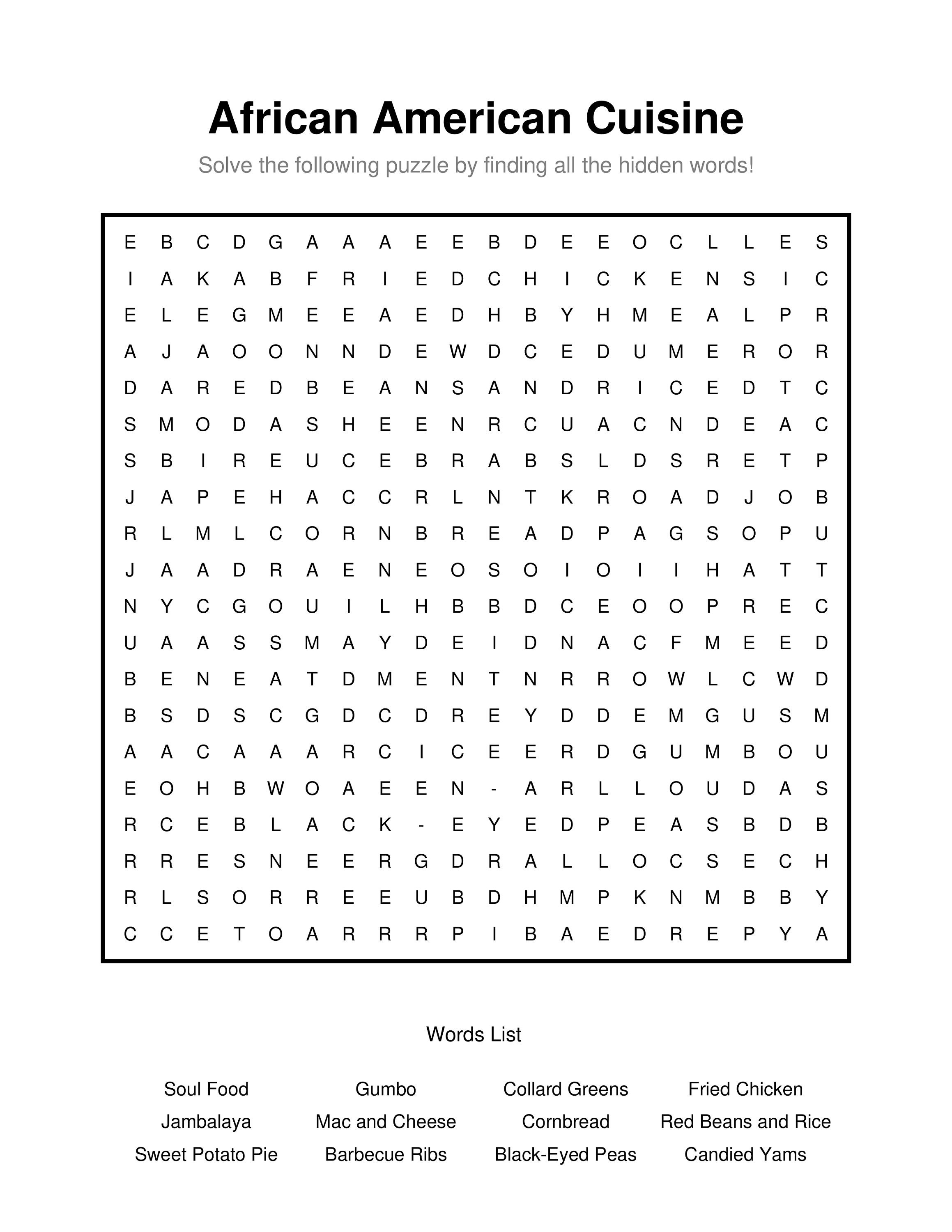 Black Culture Word Search Puzzles Pages - Etsy