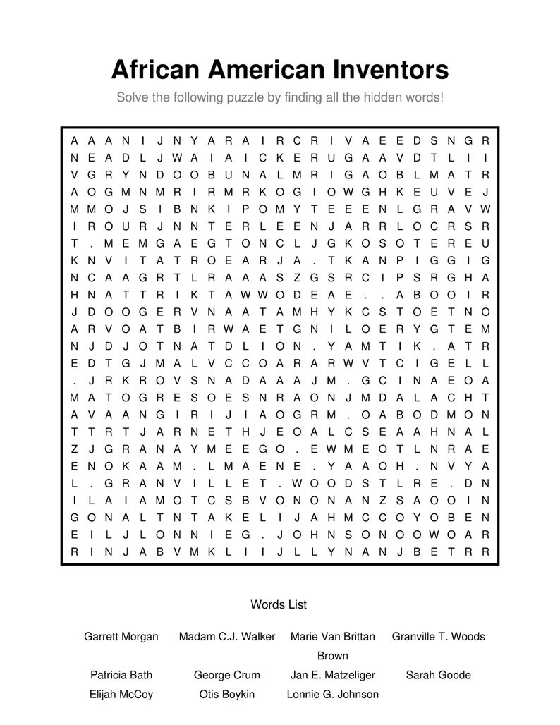 Black Culture Word Search Puzzles Pages - Etsy