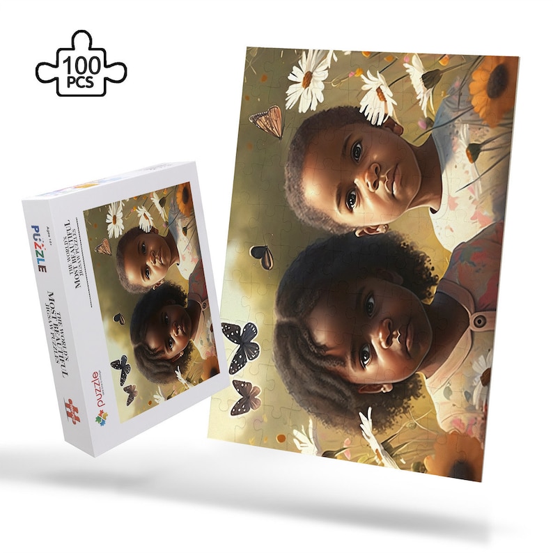 Beautiful Black Art Black Children Jigsaw Puzzle (100-piece) - Etsy