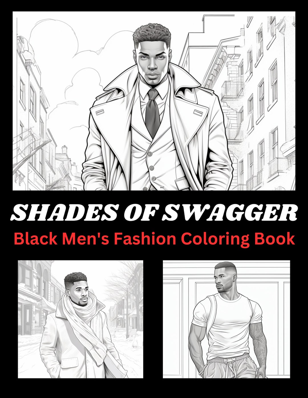 Shades of Swagger Black Mens Fashion Coloring Pages - Etsy
