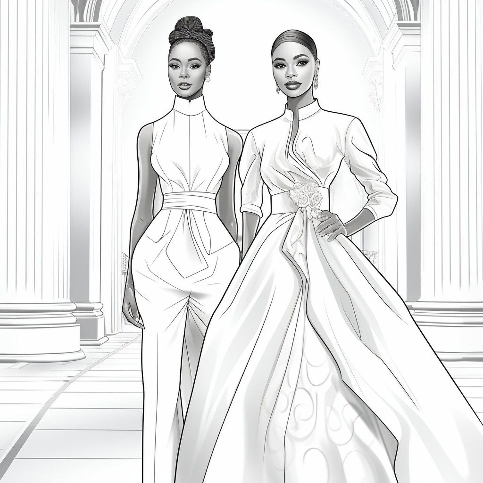 Shades of Elegance: Black Women's Fashion Coloring Book Black Women ...