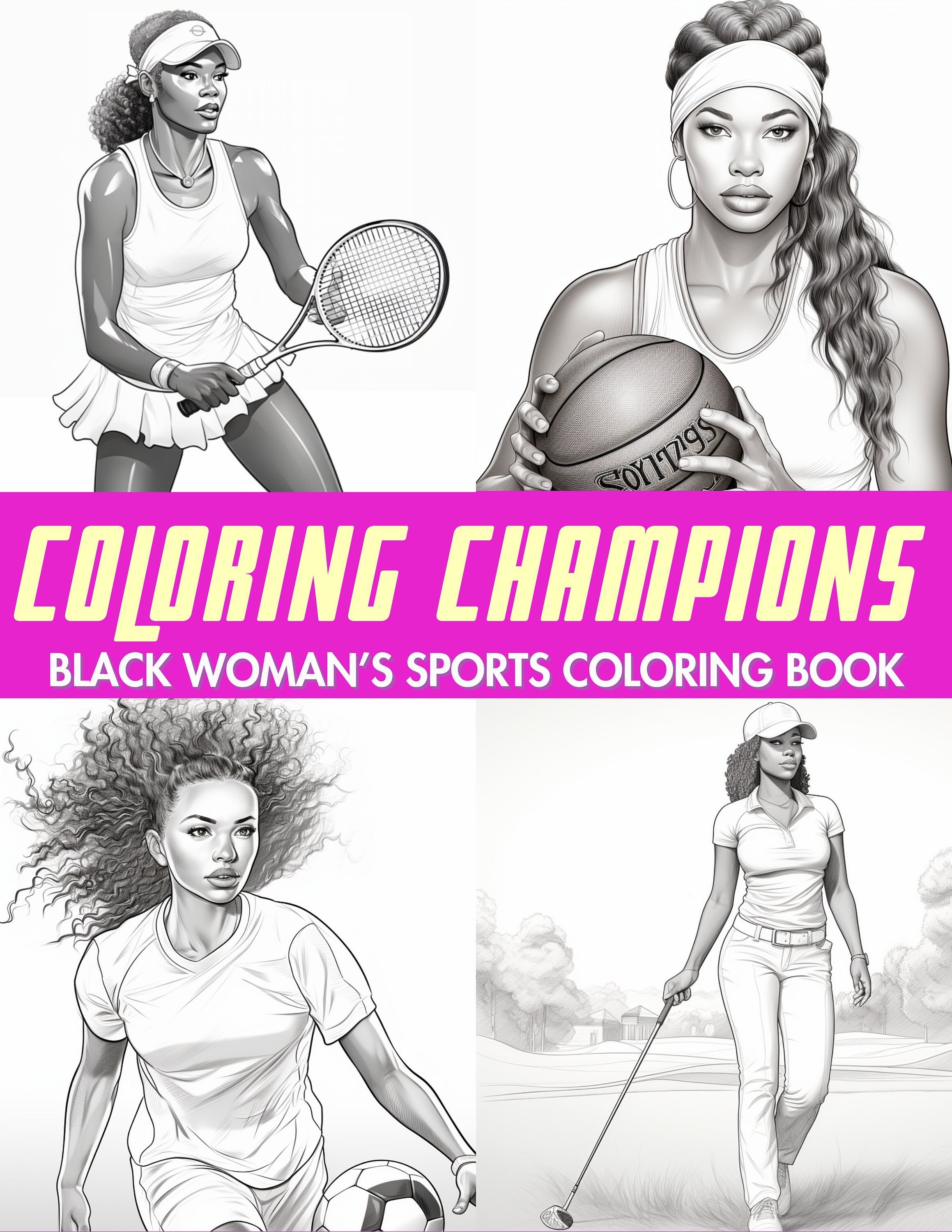 Coloring Champions Black Woman's Sports Coloring Pages - Etsy