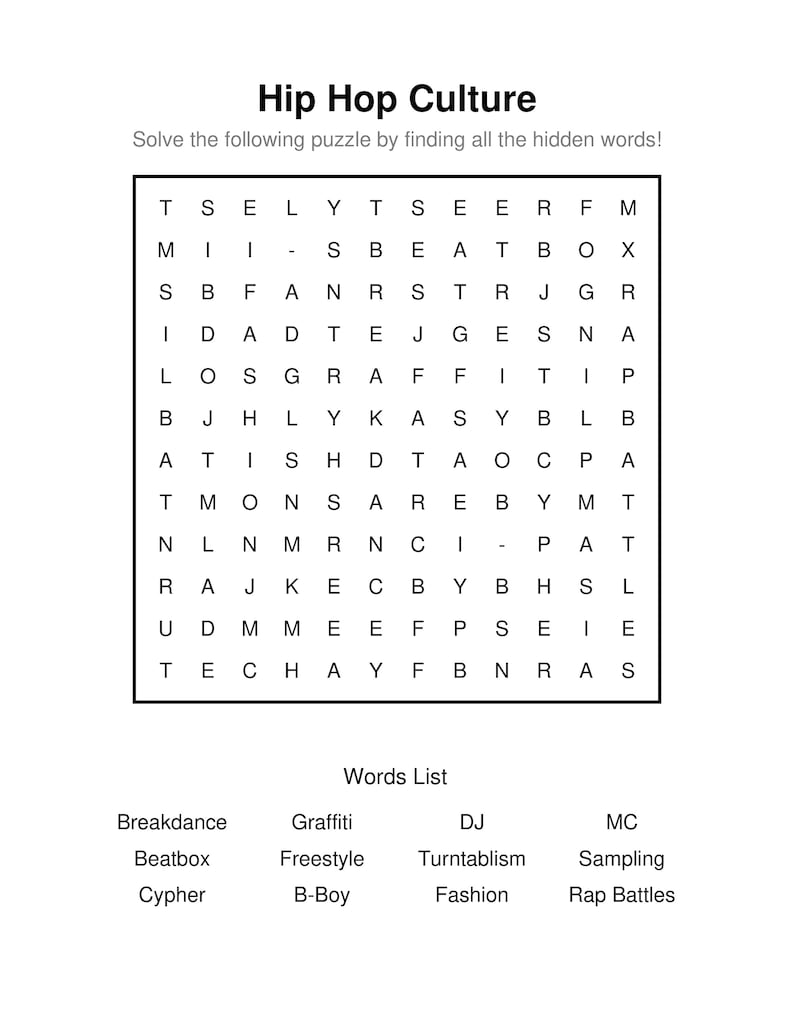 Black Culture Word Search Puzzles Pages - Etsy
