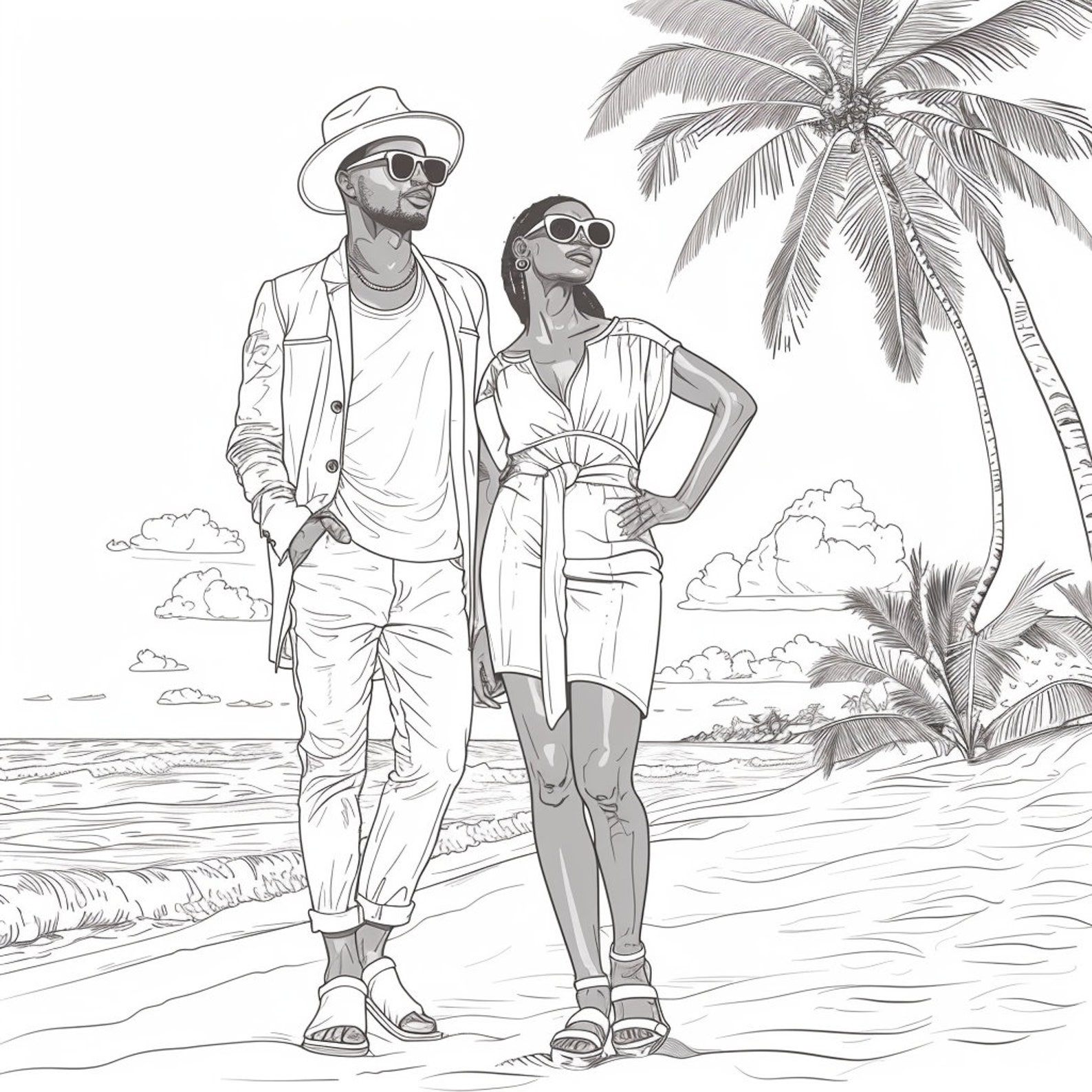 Shores of Serenity: A Diverse Beach Coloring Experience Beaches Coloring Book Landscape and ...