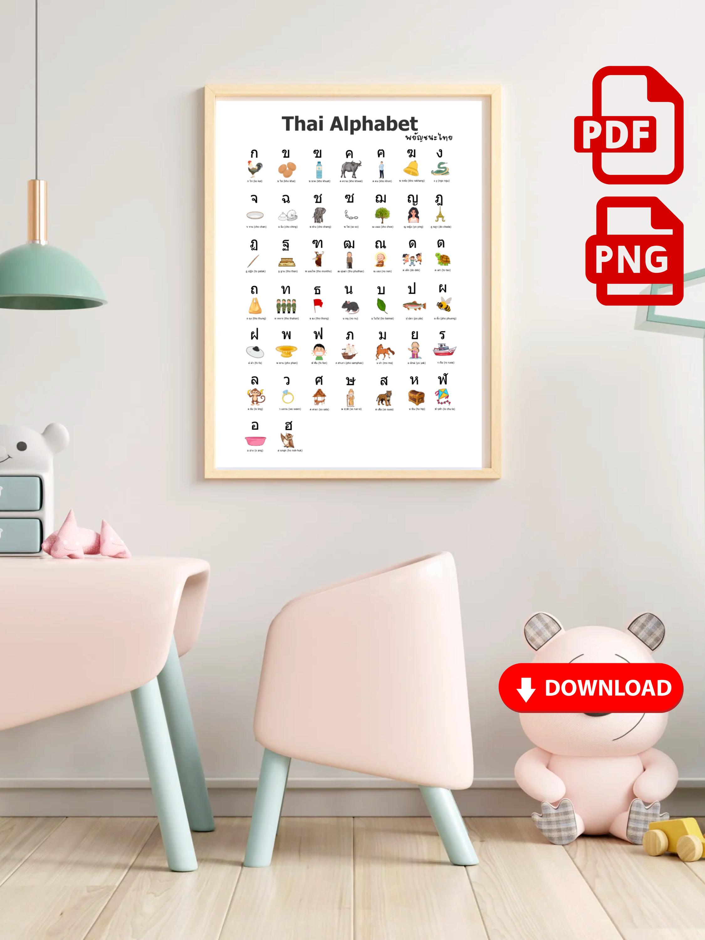 Educational Thai Alphabet Poster - Instant Download for Learning ...
