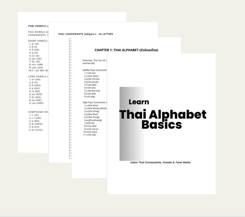 Thai Alphabet Basics | 5-page Beginner’s Guide to Thai Consonants ...