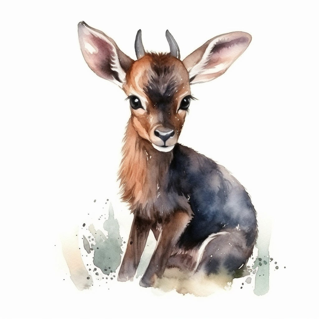 11 Endangered Species Baby Animals Watercolor Clipart, Jpegs, Digital ...