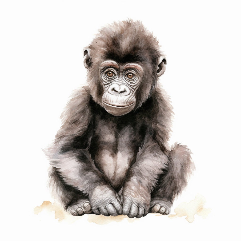 11 Endangered Species Baby Animals Watercolor Clipart, Jpegs, Digital ...