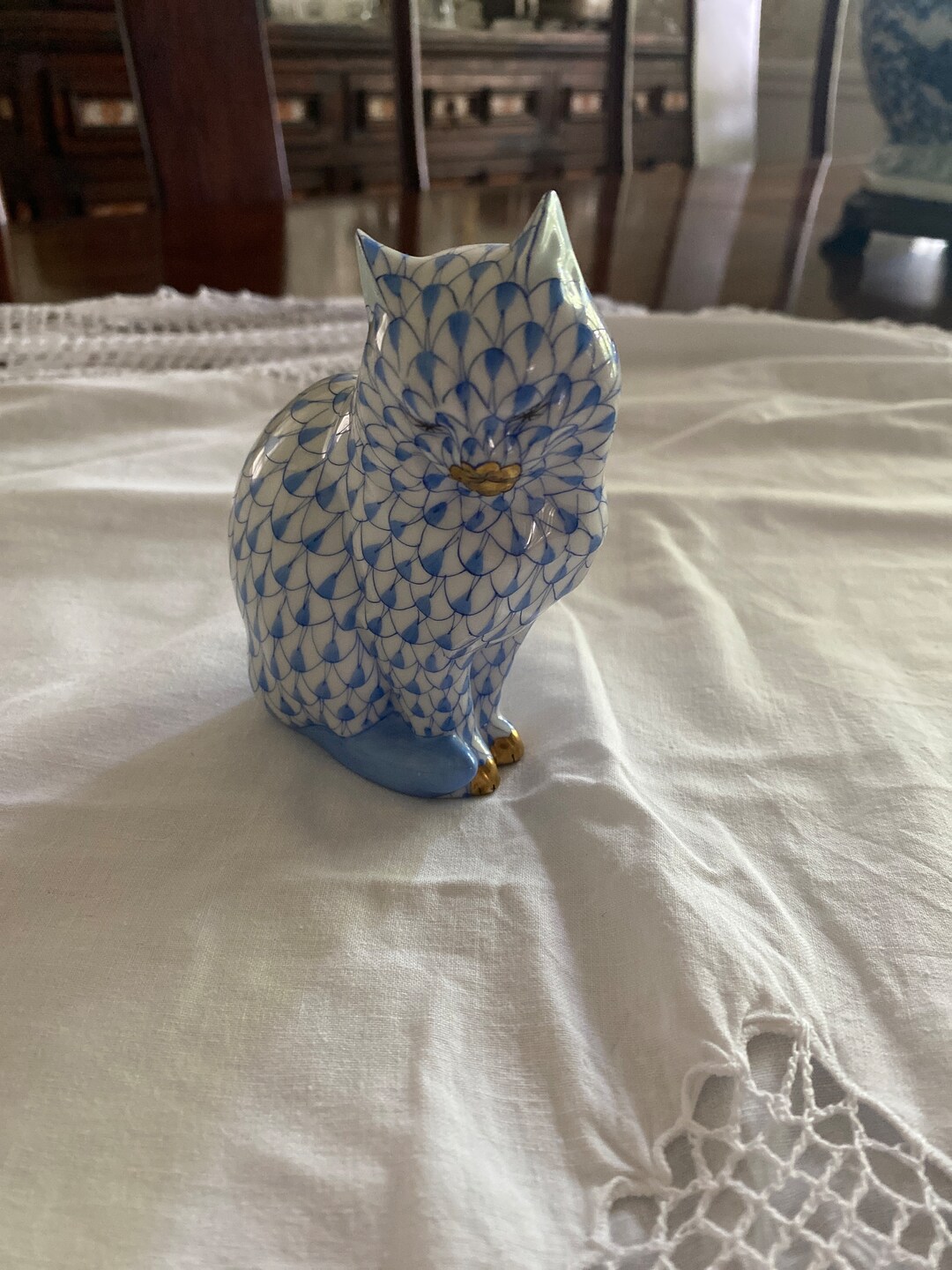 HEREND Vintage Sitting Cat - Etsy