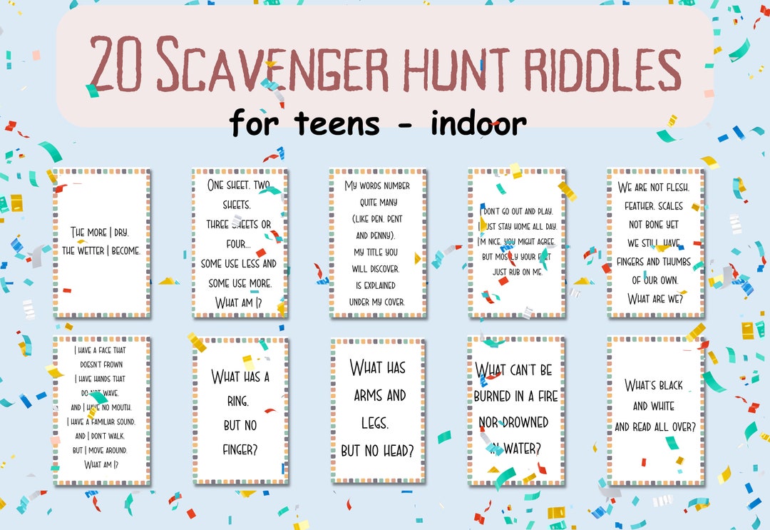Scavenger Hunt Riddles for Teens, Scavenger Hunt for Older Kids, Indoor ...
