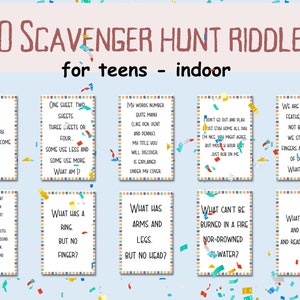 Scavenger Hunt Riddles for Teens, Scavenger Hunt for Older Kids, Indoor ...