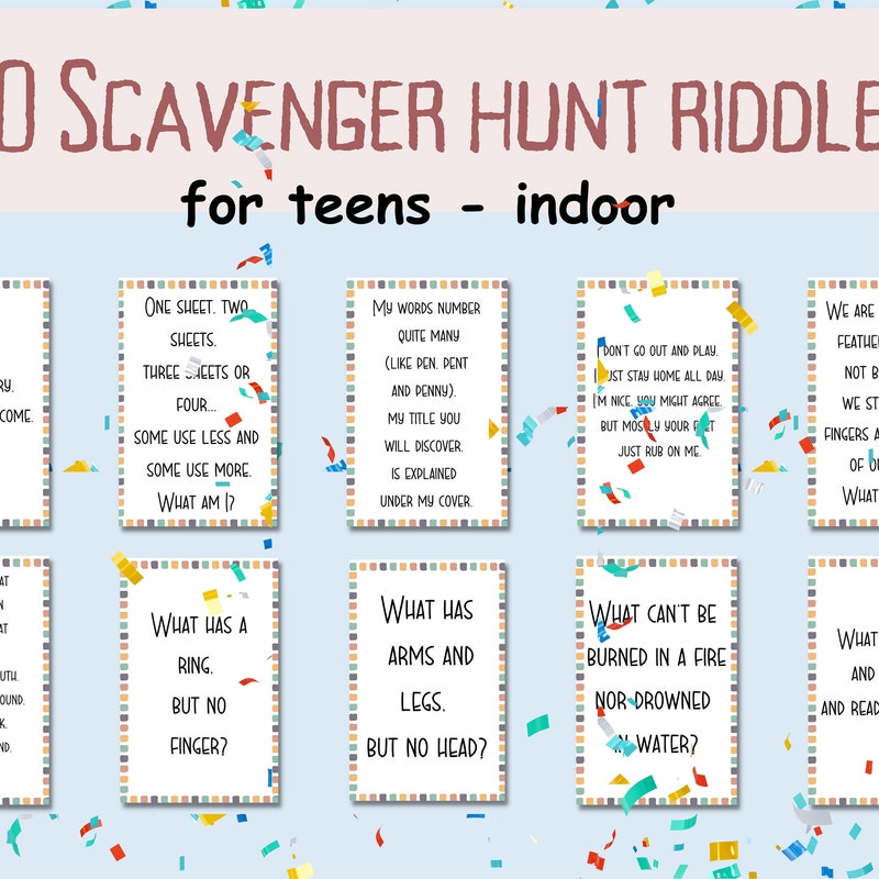 Scavenger Hunt Riddles - Etsy