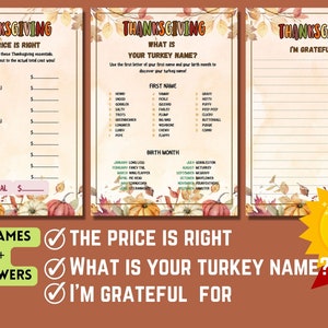 Thanksgiving Game BUNDLE, Thanksgiving Party Games for Adults ...